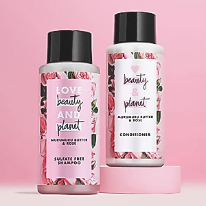 Love Beauty and Planet Shampoo & Conditioner Murumuru Butter & Rose 2 Count for Color-Treated Hair Shampoo and Conditioner Silicone Free, Paraben Free and Vegan 13.5 oz