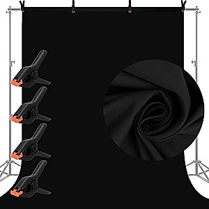 10 x 8 FT Black Backdrop Background for Photography, Chromakey High Density Polyester Fabric Pure Black Photo Backdrop Curtain Screen Collapsible Seamless for Shoot Portraits Party Video Studio