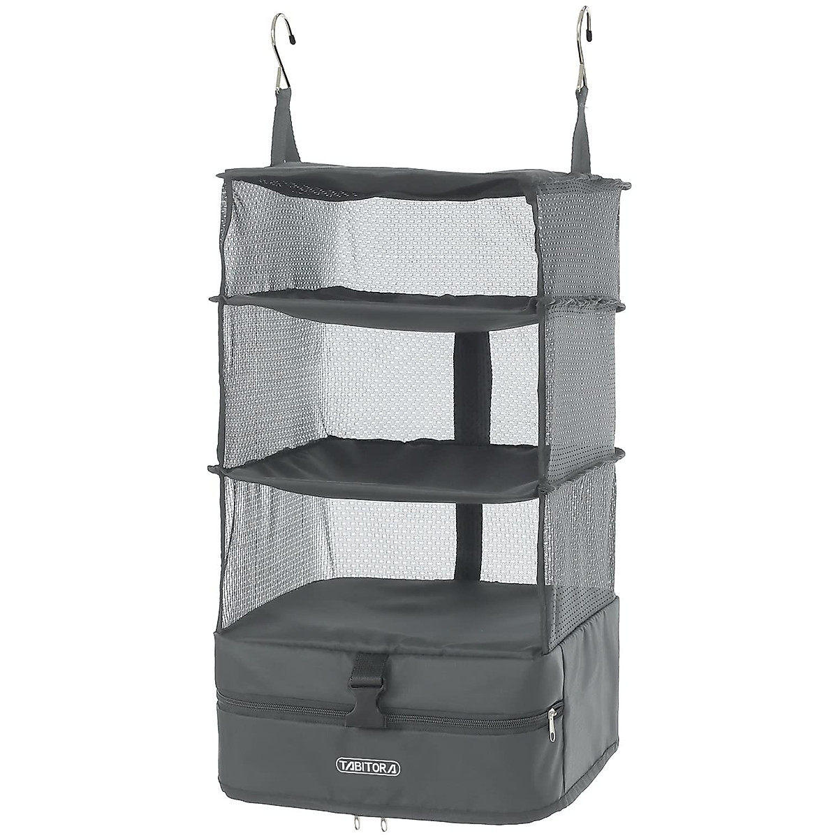 TABITORA Portable Hanging Travel Shelves Bag Packing Cube Organizer Suitcase Storage Large Capacity (Grey L)