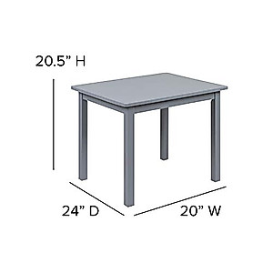 Flash Furniture Kyndl Kids Solid Hardwood Table and Chair Set for Playroom, Bedroom, Kitchen - 3 Piece Set - Gray