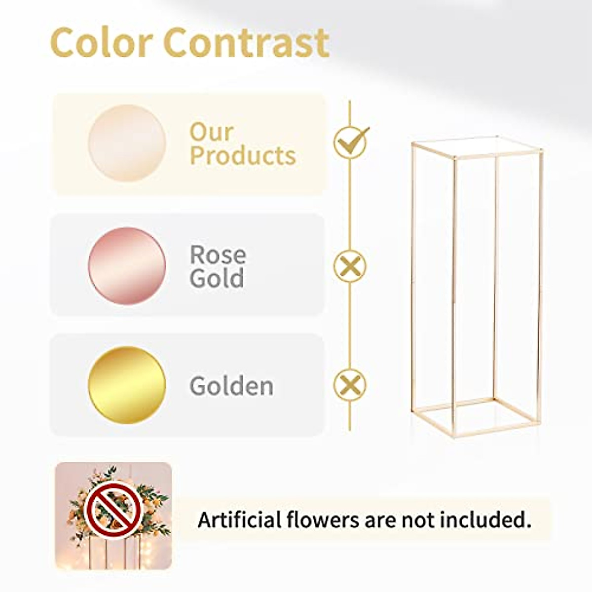 NUPTIO Wedding Centerpieces for Tables with Acrylic Panel - 3 Pcs 15.7/23.6/31.5 inch Tall Gold Vases for Centerpieces - Flower Stand for Centerpiece Table Metal Vase Column Stand Party Decorations