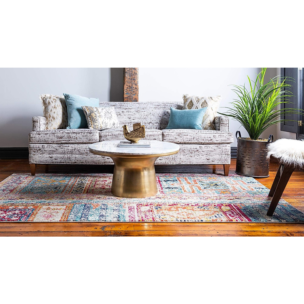 Rugs.com El Paso Collection Rug – 4' x 6' Multi Medium Rug Perfect for Living Rooms, Large Dining Rooms, Open Floorplans