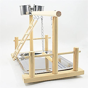 RoseFlower Parrot Playstand Bird Playground Wood Perch Gym Playpen with Feeder Cup Ladder Swing Tray - Play Stand Exercise Toys Cage Accessories Playgym for Pet Cockatiel Parakeets Budgie #2
