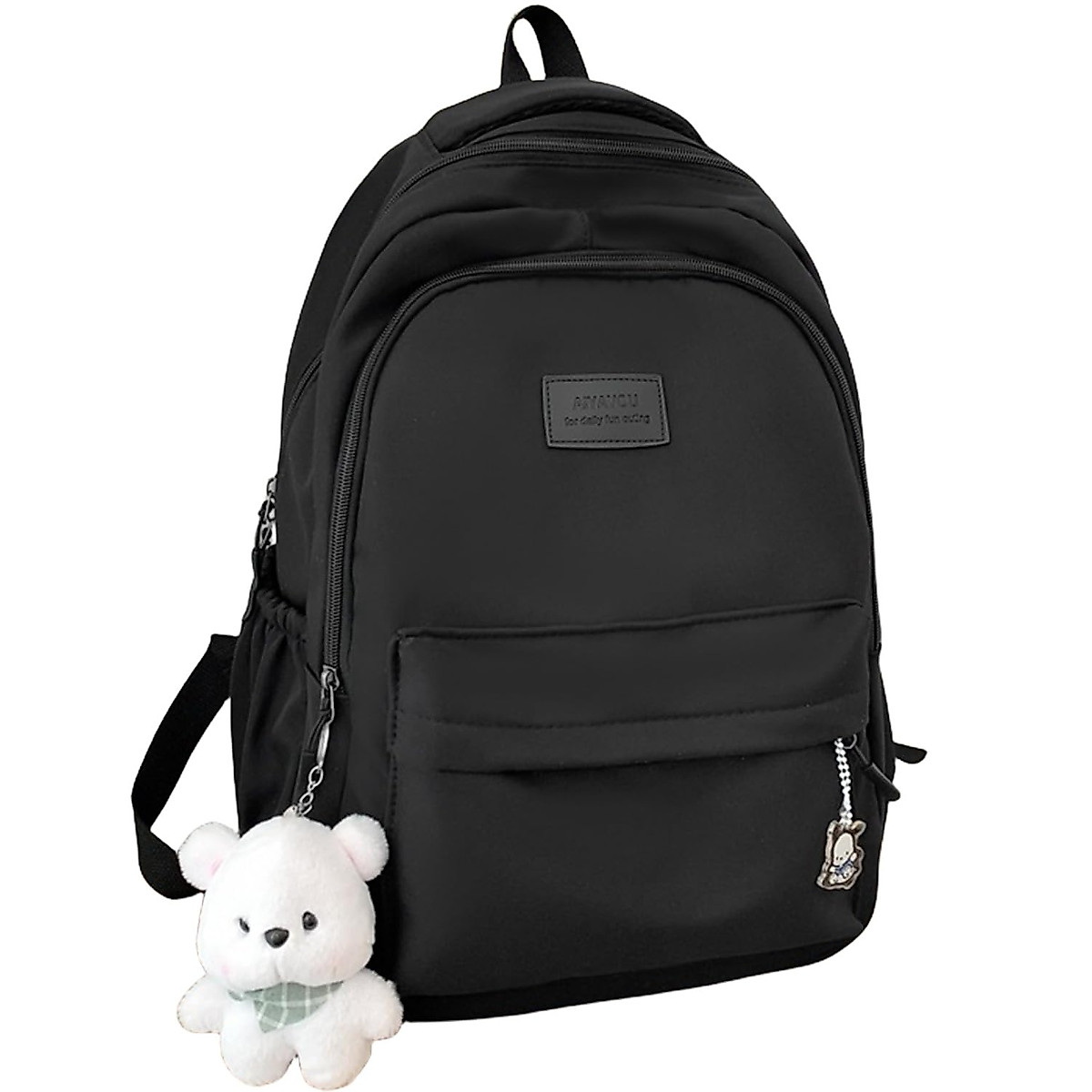GRYPIT Kawaii Cute Backpack with Cute Accessories Kawaii Aesthetic Backpack with Bag Charm (Black)