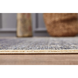 Abani Southwestern Distressed Vintage Style Area Rug, Mesa Collection - Blue & Beige Plant Stalk Design 4' x 6' Accent Rug Rugs