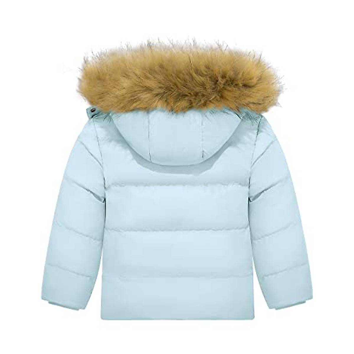YXP Girl's Puffer Jackets Warm Fleece Lined Winter Coats with Detachable Hood (Skyblue,8)