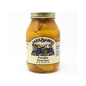 Jake & Amos Vanilla Peach Halves- Home-Made Style- Traditional Recipe- 33 oz. (2 Jars)