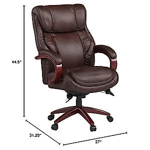 La-Z-Boy Bellamy Bonded Leather Executive Office Chair with Memory Foam Cushions, Brown