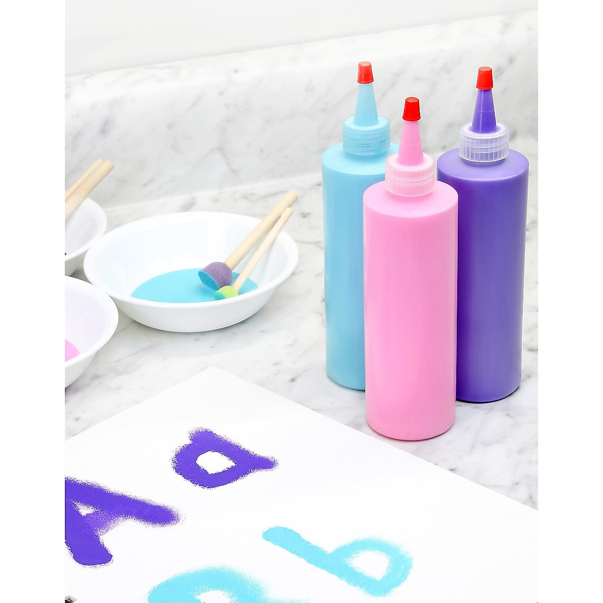 Cornucopia 8oz HDPE Plastic Squeeze Bottles w/Yorker Tips (6-Pack), Empty Refillable Bottles for Arts, Crafts & Kitchen (6 Pack)