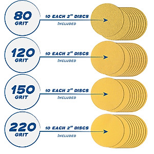 2 inch Diameter Bowl Sander with Dual Bearing Head and 2 inch Foam Hook and Loop Sander with 1/4 inch Mandrel and 9 inch Long Hardwood Handle