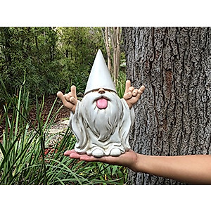 GlitZGlam Rocker Gnome – “George” – This Gnome Will Rock Your Fairy Garden and Garden Gnomes 10 Inches Tall Garden Gnome Figurine