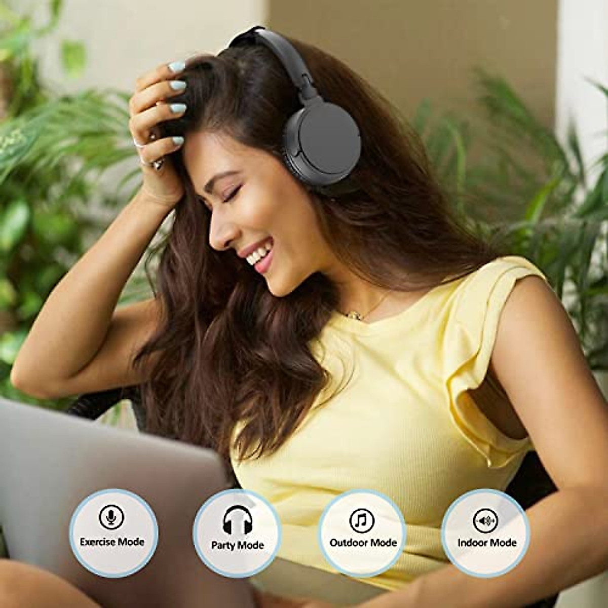 AUOUA Bluetooth Headphones On-Ear Foldable Wireless Headset with Mic,Soft Earmuffs&Light Weight Over Ear Headphones with Deep Bass for Home School Office Travel(Black)