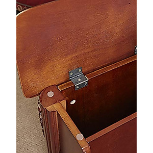 Powell Woodbury Mahogany Bed Step with Storage, Information, Lightly Distressed Woodbury Mahogany, 20 x 17.75 x 17.25