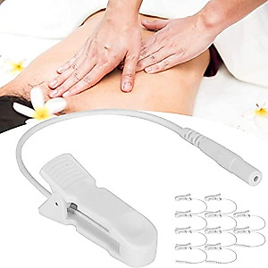 Estink Electrode Wire Ear Clip,10pcs 2.0mm Ear Clip Electrode Wire Connecting Cable for Tens Digital Massage Machine