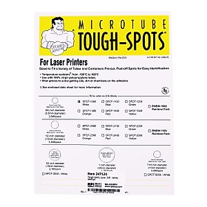 Tough-Spots for Laser Printers, 3/8 Inch Diameter, White, 3,840 per Package