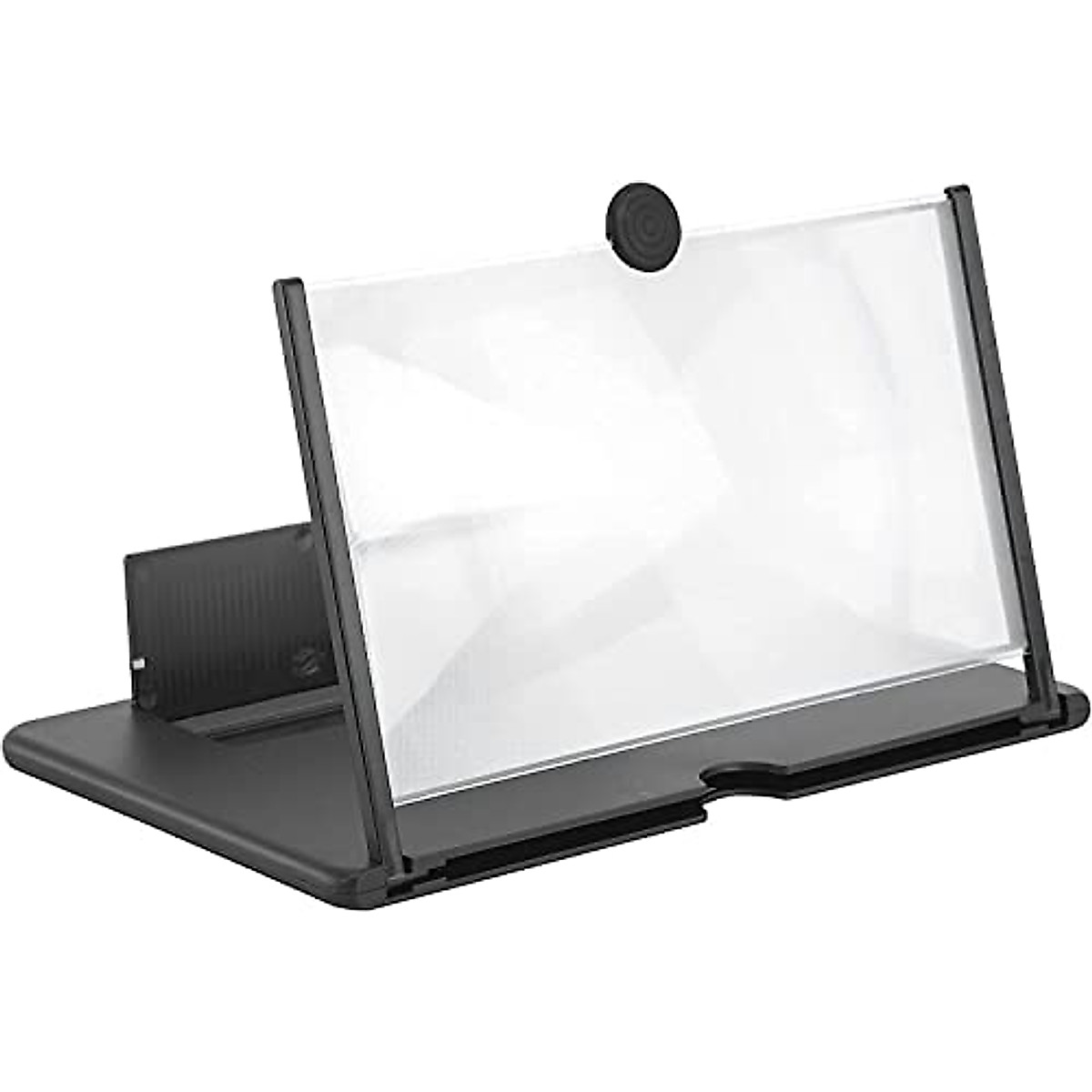 12'' 3D Screen Magnifier for Cell Phone - HD Magnifing Projector Screen Enlarger for Movies, Videos and Gaming - Compatible with All Smartphones - with Foldable Stand - Black