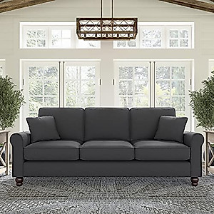 Bush Furniture Hudson Sofa, 85W, Charcoal Gray Herringbone