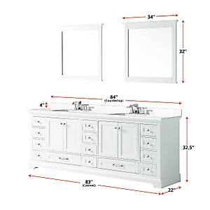 Bell+Modern Tybee 84 in. W x 22 in. D White Double Bath Vanity and Cultured Marble Top