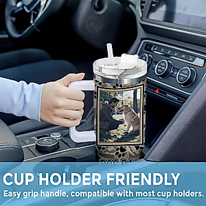 Hyturtle Personalized Pictured Dog Dad 40oz Tumbler with Handle and Straw Gifts for Dog Lovers, Birthday Father's Day Cup Gifts For Men, Best Gift Idea for Dogs Dad Stainless Steel Custom Cup With Lid