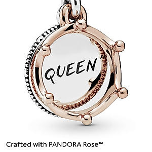 Pandora Jewelry Queen & Regal Crown Dangle Charm - Queen Jewelry Charm for Pandora Charm Bracelets - Perfect for Holiday, Anniversary, or Birthday Gift - Two Tone, No Box