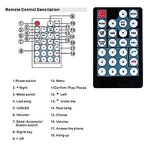 Podofo Double Din Car Stereo Radio 7 Inch Touch Screen Bluetooth Handsfree Mirror Link USB SD FM Audio Receiver with Backup Camera Wireless Remote Control Steering Wheel Control