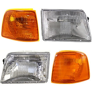 Evan Fischer Headlight Kit Compatible With 1993-1997 Ford Ranger With Corner Light Driver and Passenger Side