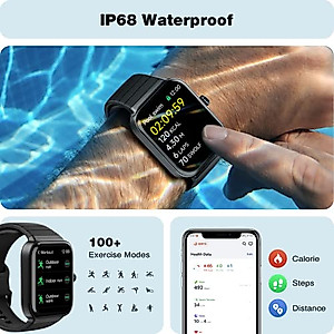 Fitpolo Smart Watch for Men Women, 1.8" Fitness Watches Call Alexa 100+ Workouts SpO2 Heart Rate Monitor Sleep Calorie Step Counter Waterproof Activity Trackers and Smartwatches for Android iPhone