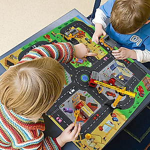 Nuheby Construction Toys for 3 Year Old Boys, Pull Back Cars Toys with Play Mat Excavator Toy Trucks Toddler Toys for Kids Age 4 5 Year Old Boy Birthday Party Cake Toppers Crane Fire Dump Gifts