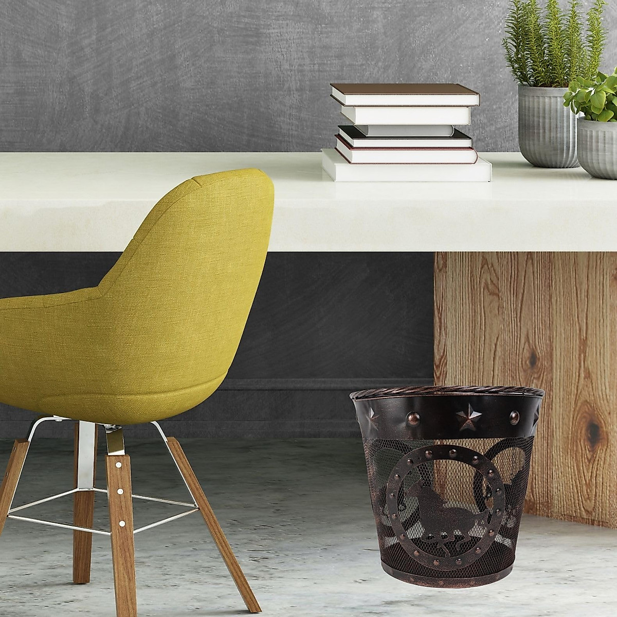 BestGiftEver Wastebaskets with Horse and Star Metal Mesh Wire Copper Finish - Rustic Western Cabin Lodge Ranch Decor