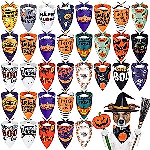 20 Pcs Patriotic Dog Bandanas Independence Day Dog Bandana Pet Scarf Adjustable American Flag Holiday Dog Bandanas Dog Bib for 4th of July Small Medium Dogs Cats Pets(Bat, Pumpkin)