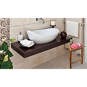 Fully Assembled EcoDecors Flexi Triangle Teak Shaving Shower Stool Bathroom Shelf Chair Caddy Use for Corner Bathroom Seat or Storage 14.5 Inch Radius