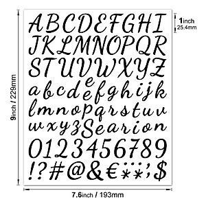 760pcs 10 Sheets Self Adhesive Vinyl Letters Numbers Kit, (black) Cursive Mailbox Numbers Sticker for Mailbox, Signs, Window, Door, Cars, Trucks, Home, Business, Address Number (1inch, 10 Black Set)