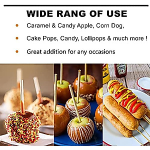 150 pcs Thick Candy Apple Sticks,Caramel Apple Sticks,5.5 Inch Long, 5mm Thick,Semi Point , Bamboo Skewers for Corn Dog, Corn Cob, Kabob, Lollipop, Grill