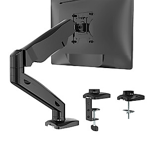 WALI Single Monitor Arm Mount Stand Fully Adjustable Gas Spring Arm Desk Mount Swivel Bracket with C Clamp, Grommet Mounting Base for Display Up to 32 Inch,19.8lbs. Capacity (GSMP001), Matte Black