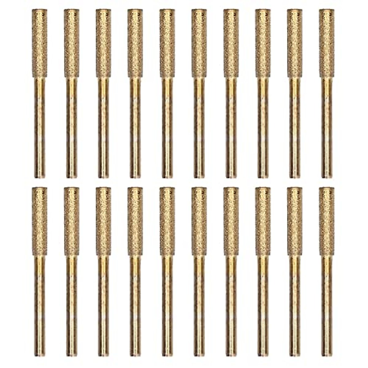 20 Pcs Chain Saw Grinding Head, Easy to Change, Chainsaw Sharpener Burr Grinding Head, Rotating File Sharpening Tool Set Kit, Chainsaw Grinding File(Gold3)