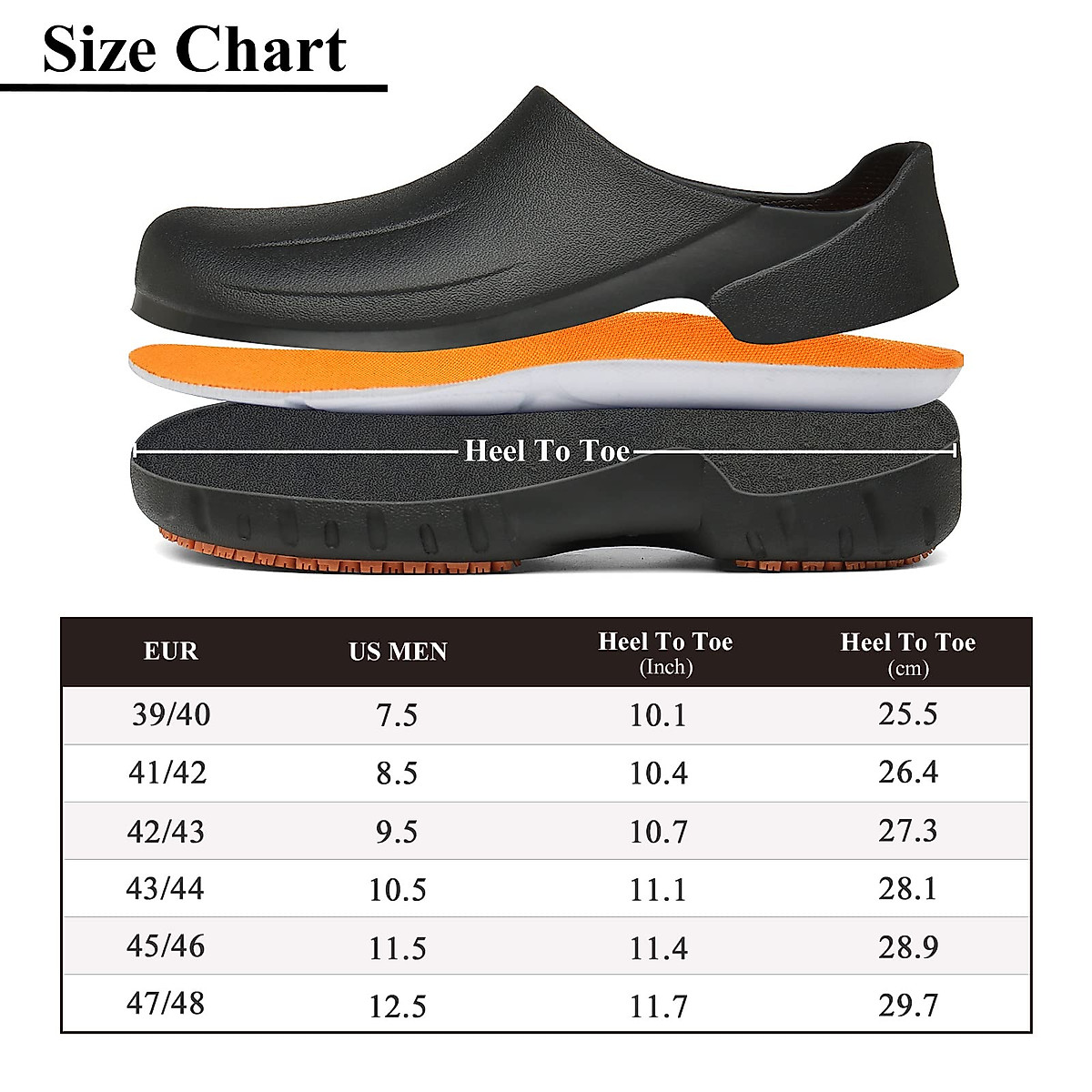 Men's Non Slip Work Shoes for Chef, Oil Resistant Chef Shoes for Men, Food Service Shoes for Restaurant, Zapatos de Cocina para Hombres Black