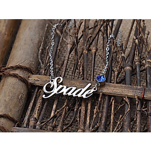 LikeFun Custom Mom Gifts Silver Pendant Birthstone Name Necklace for Her Cobi