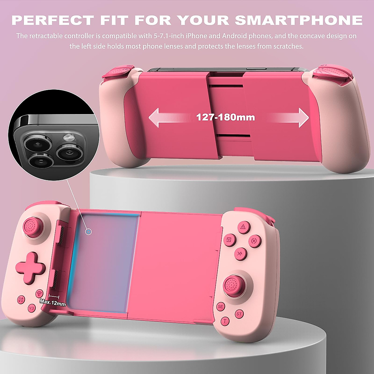 arVin Wireless Gaming Controller for iPhone, iPad, Android, Samsung Galaxy, Tablet, Switch, PS4, PC Gamepad with Hall Effect Joystick/Turbo/6-Axis Gyro/Vibration, Direct Play for Call of Duty, Genshin