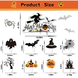 73pcs Halloween Cupcake Toppers Trick Or Treat Cake Topper For Halloween Birthday Decoration Witches Pumpkin Bat Ghost Party Supplies