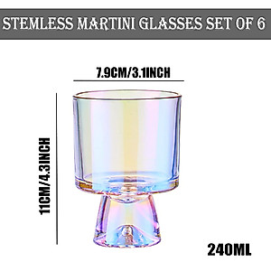 WELTAZ Martini Glasses (8oz) Cocktail Glassware Set of 4, Colored Glass. Drinking Glasses, Cocktail Glasses, Stemless Margarita Glasses, Bar Glasses, Shrimp Cocktail Glasses, Juice Glasses