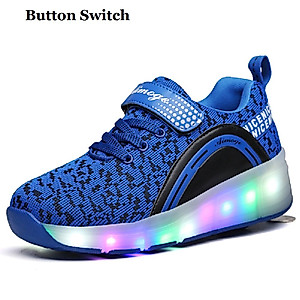 Nsasy Roller Shoes Girls Boys Wheels Sneakers Led Light up Sport shoes Roller Skates Best Gift