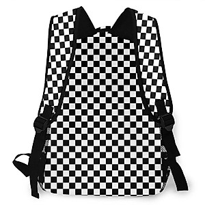 GregTins Black White Race Checkered Backpack Laptop Backpack Hiking Daypack Shoulder Bag,School Bookbag Nurse Casual Work Bags Fits 15.6 Inch, One Size