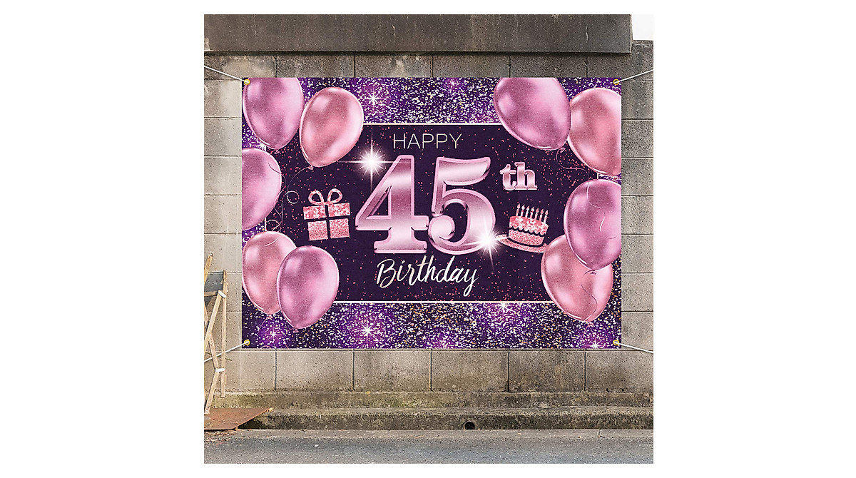 PAKBOOM 45th Birthday Banner Backdrop - Vibrant Party Decor