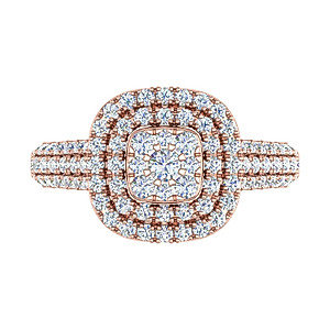 1 Carat Cushion Shape Halo Diamond Engagement Ring in 14K Rose Gold (Ring Size 7)