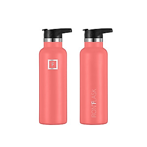 IRON °FLASK Sports Water Bottle - 3 Lids (Narrow Straw Lid) Leak Proof Vacuum Insulated Stainless Steel - Hot & Cold Double Walled Camping & Hiking Hydration Canteens - Peach, 20 Oz
