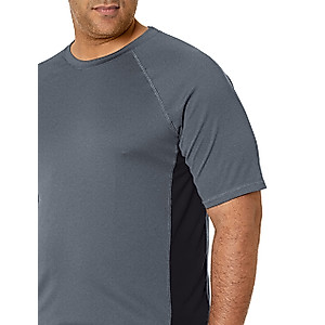 Kanu Surf Men's Standard Short Sleeve UPF 50 Swim Rash Guard Sun Shirt (Regular & Extended Sizes), Charcoal/Black, X-Large
