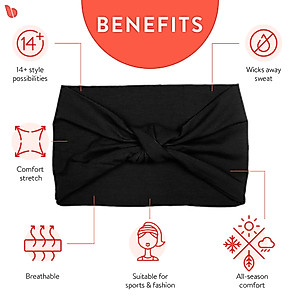 BLOM Non Slip Headbands for Women - Wide Headbands for Yoga, Workout, Fashion, Travel, or Running - Multi Style Gym Wrap - 2 Pack