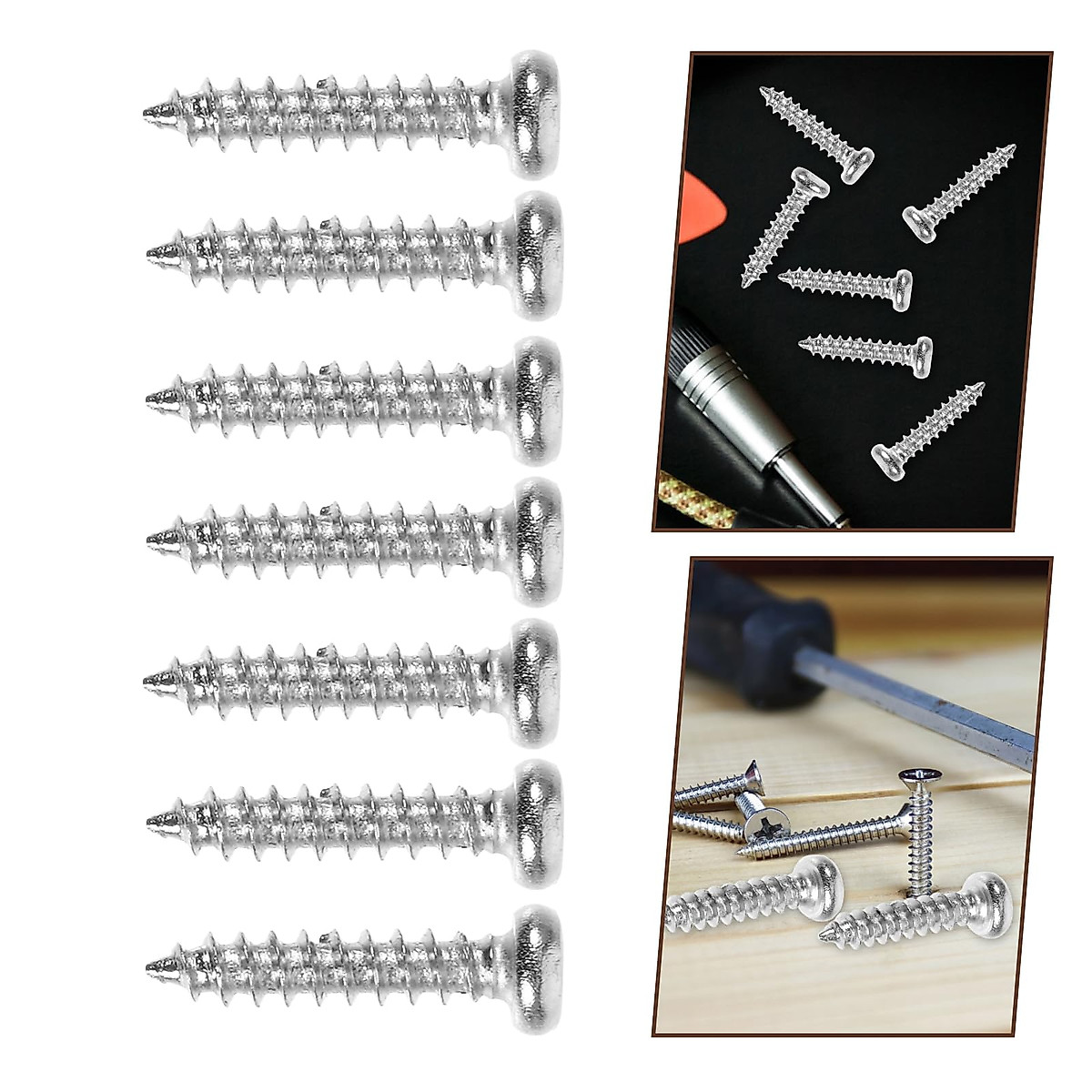SUPVOX 50 PCS Tuning Peg Tuning Key Screws Machine Heads Guitar Tuner Mounting Screws for Electric/Acoustic Guitar Bass 11 x 2 mm (Silver)
