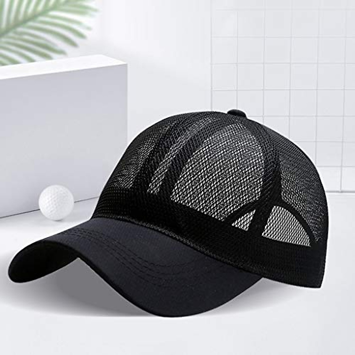 Weiliru Summer Men and Women Mesh Baseball Cap Outdoor Breathable Caps Casual Hat for Travel(A-Black,One Size)