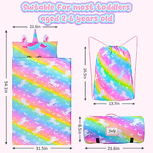 Nap Mat - Unicorn Sleeping Bag Toddler Nap Mat Girls Slumber Bag with Reusable Pillow for Kids Slumber Bag for Elementary Preschool Kindergarten Daycare